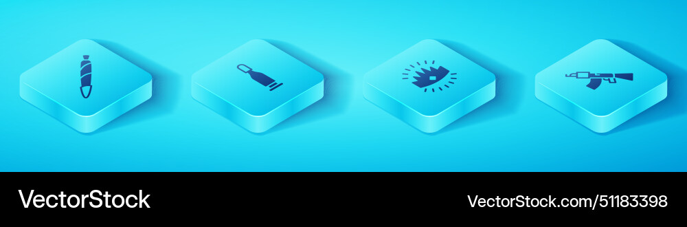 Set isometric marijuana joint spliff bullet Vector Image