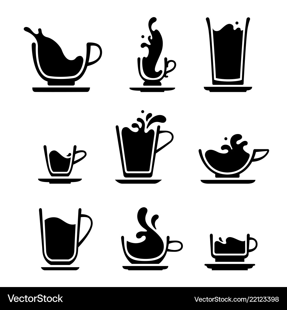 Splash Drink Icons - Tea, Coffee, Water Royalty Free Vector