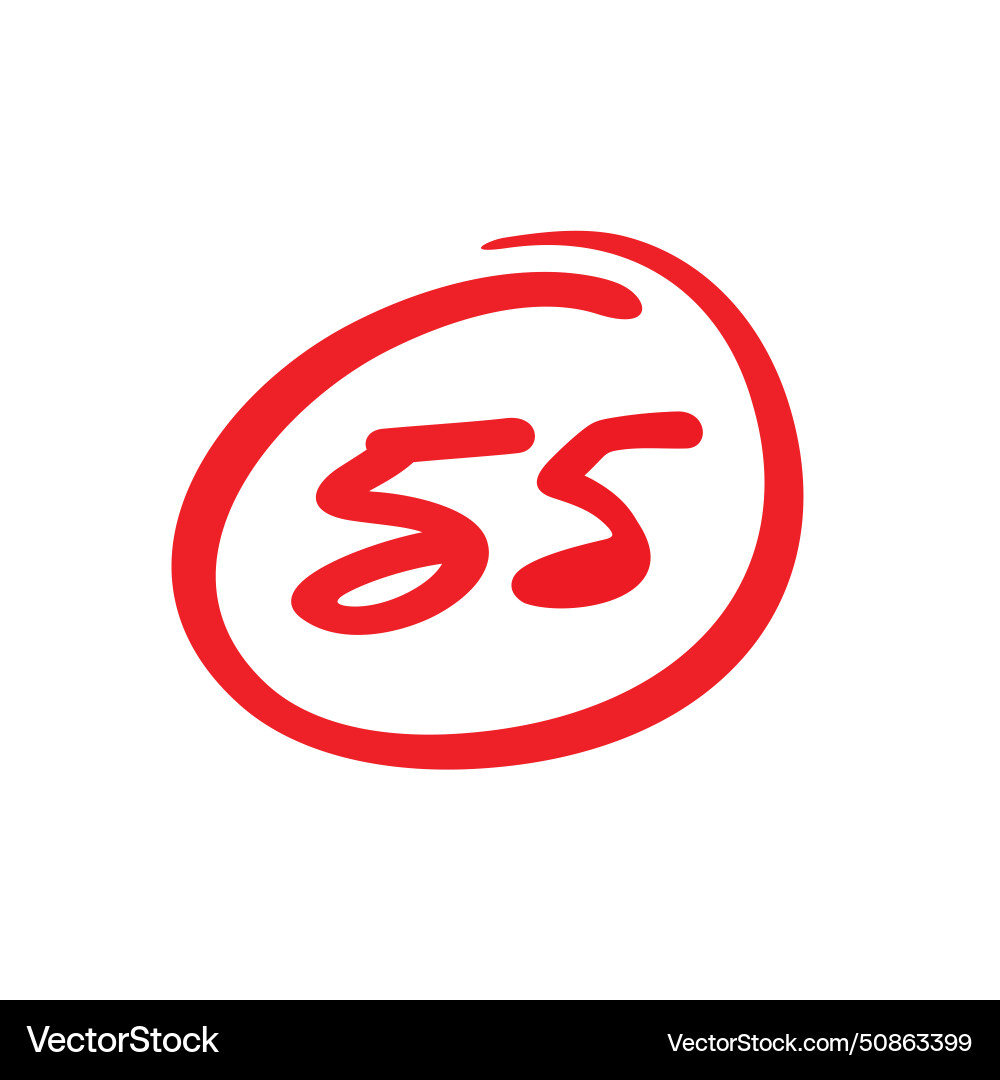 55 points mark fifty five Royalty Free Vector Image
