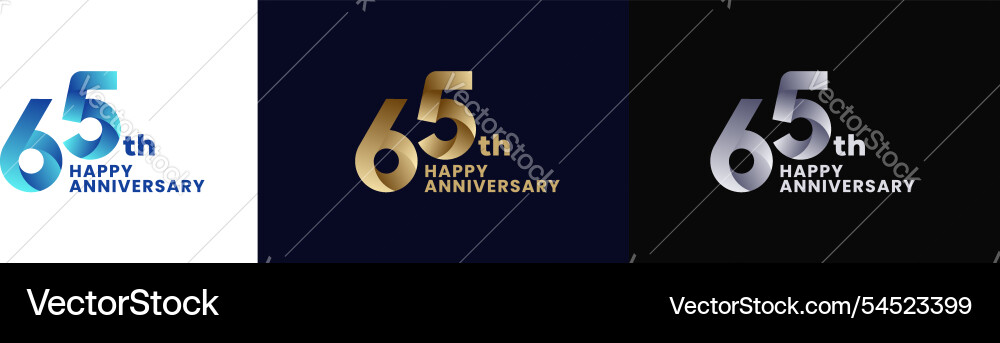 Abstract twist logo anniversary 65th happy Vector Image