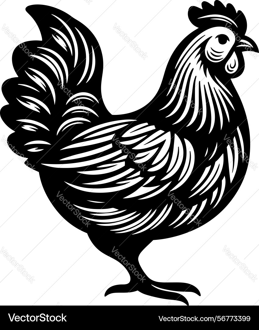 Ai-generiertes Huhn und Hahn kühn stilisiert Vektorbild