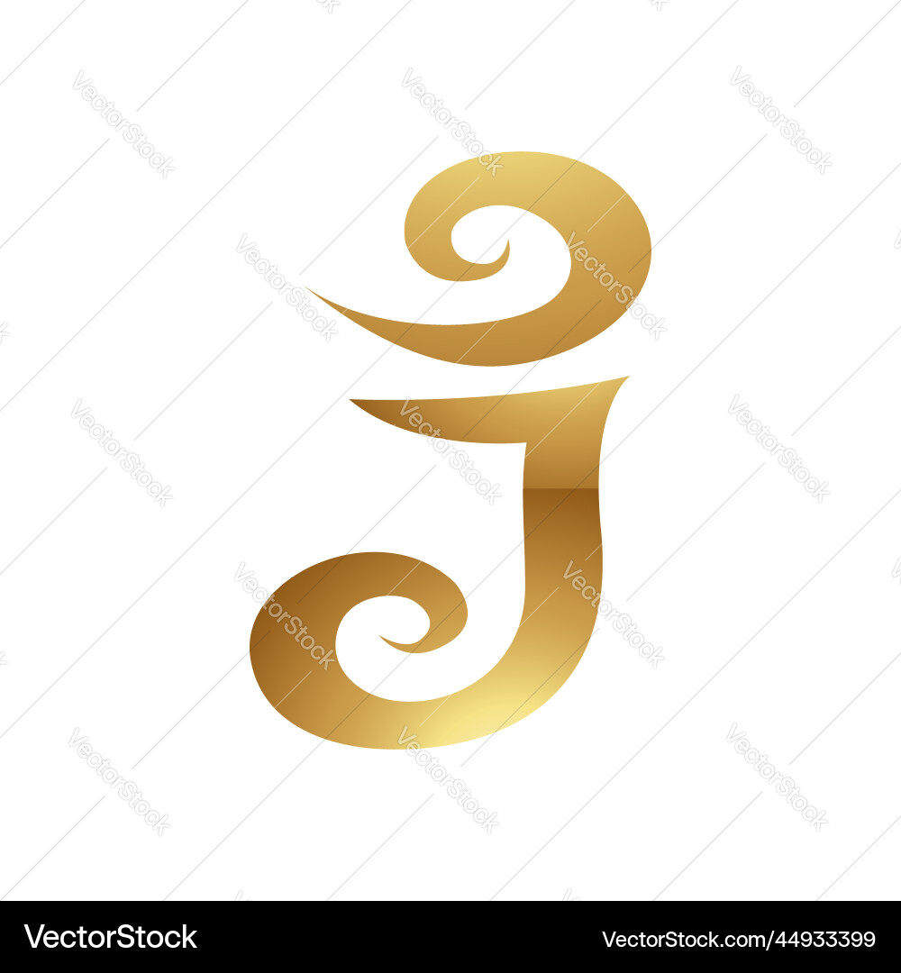 Golden letter j symbol on a white background Vector Image