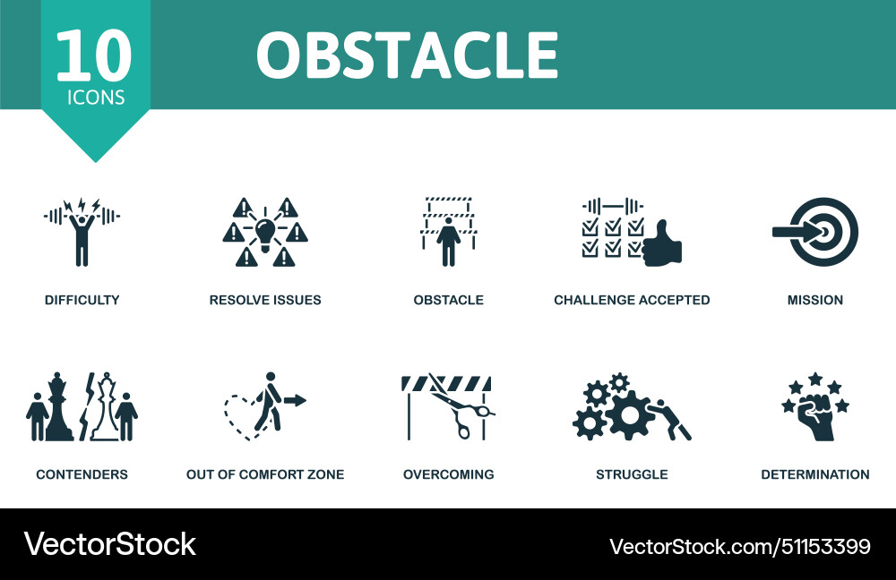 Obstacle set creative icons monochrome design Vector Image