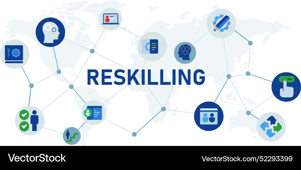 Reskilling mind mapping icon template mind-mapping
