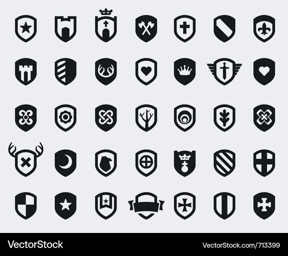 Shield icons Royalty Free Vector Image - VectorStock