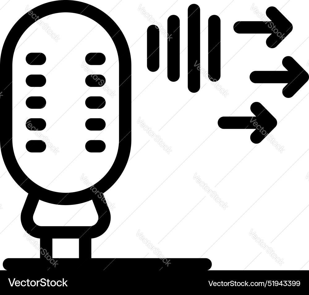 Studio microphone recording audio sound waves Vector Image