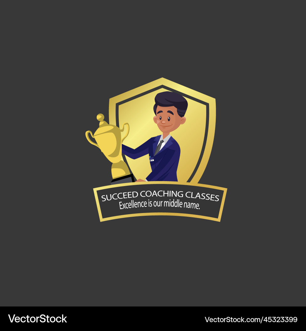 Succeed coaching classes mascot logo Royalty Free Vector