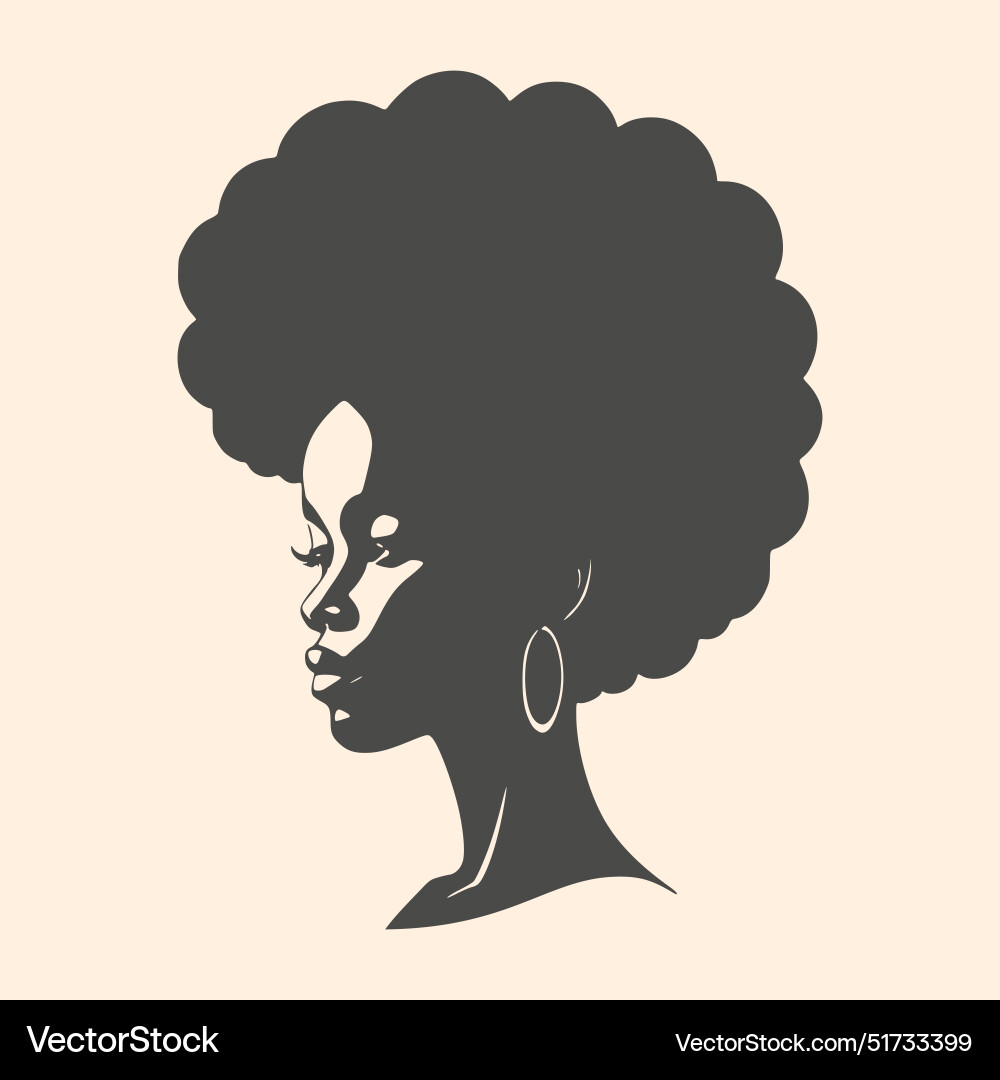 Young afro american woman face front view elegant Vector Image