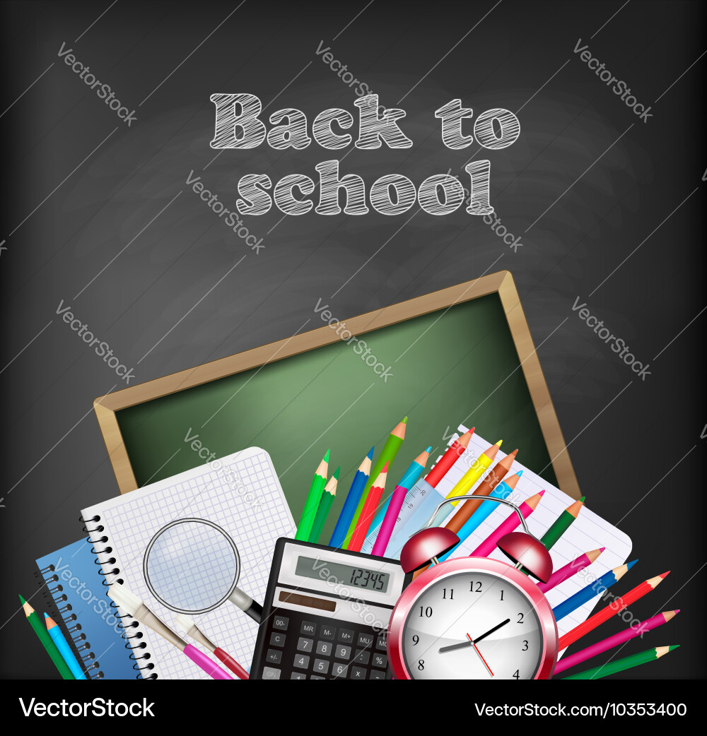 Back to school background with supplies Royalty Free Vector