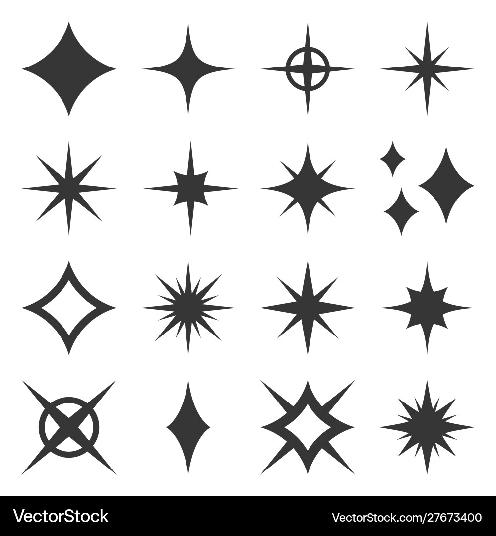 Black Sparkle Icons - Celebration & Light Vector Image