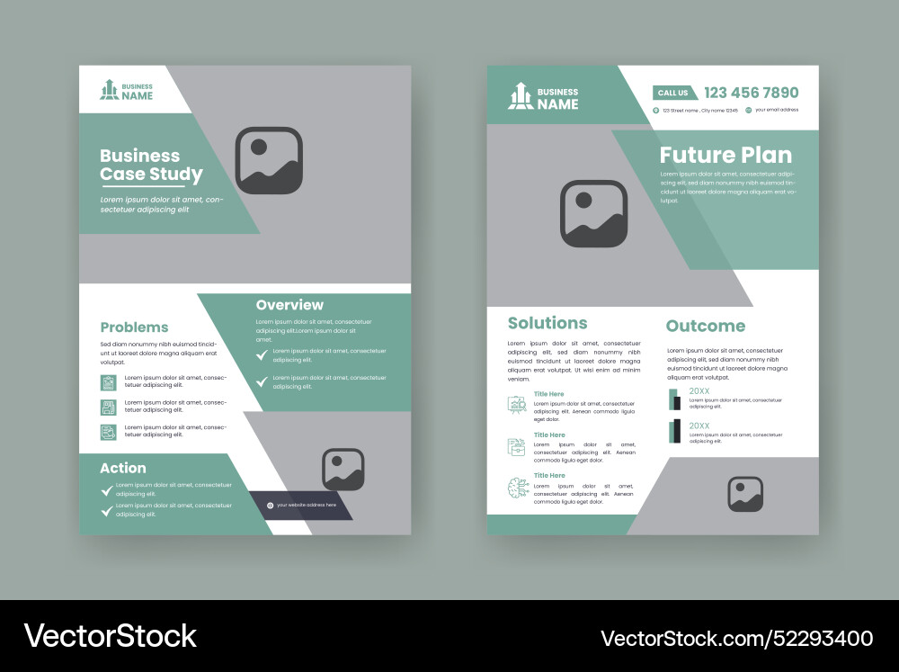 Business case study layout flyer Royalty Free Vector Image