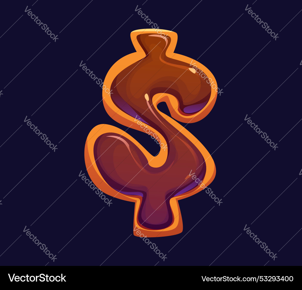 Cartoon dollar sign chocolate cookie alphabet Vector Image
