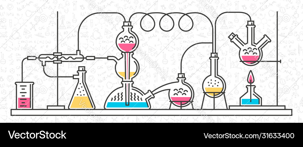 Complex chemical reaction Royalty Free Vector Image