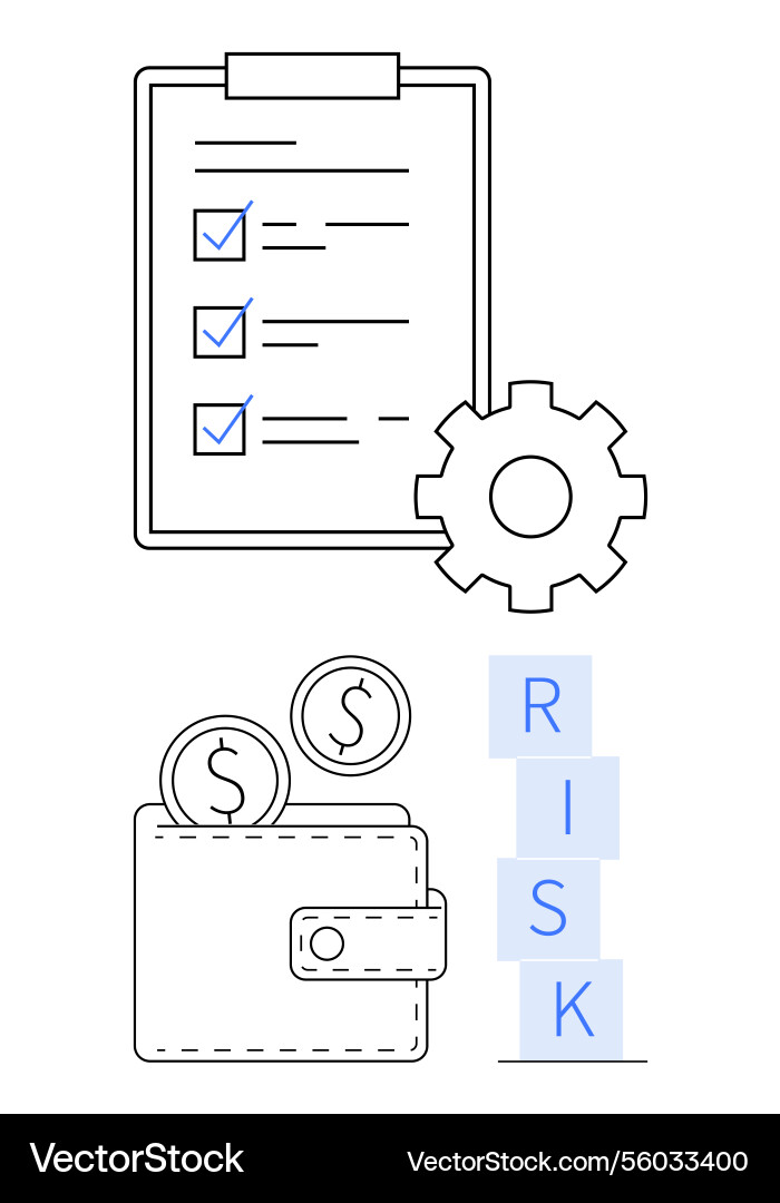 Financial risk management with checklist wallet Vector Image