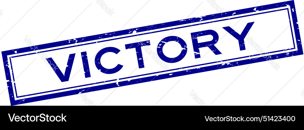 Grunge blue victory word square rubber seal stamp Vector Image