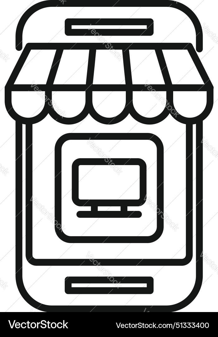 Line art icon of online storefront Royalty Free Vector Image
