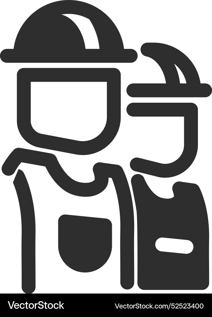 Men in hard hats workers and builders black icon Vector Image