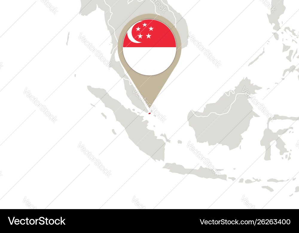 Singapore on world map Royalty Free Vector Image