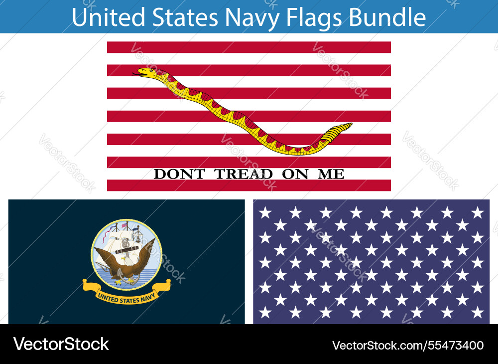 United states navy flags bundle premium quality Vector Image