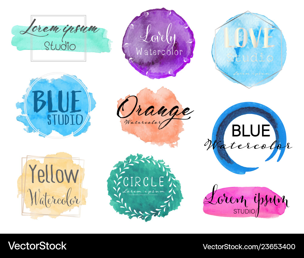 Watercolor logo set Royalty Free Vector Image - VectorStock