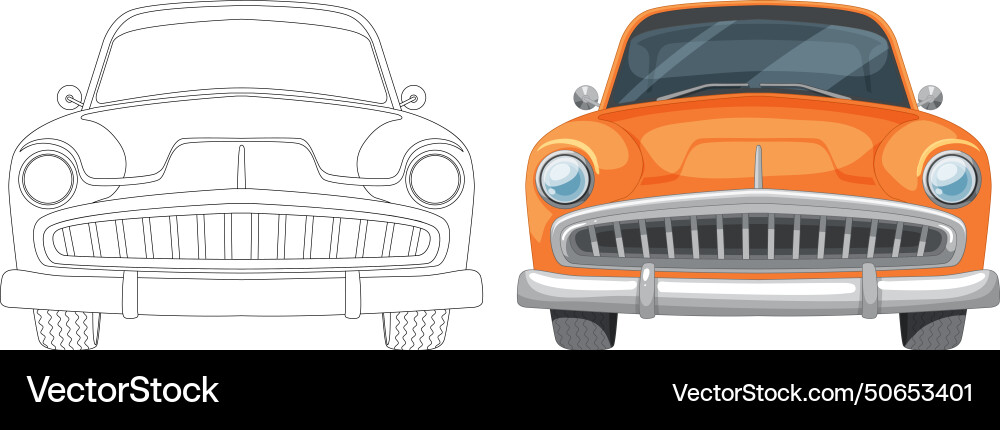 A car from outline to color Royalty Free Vector Image