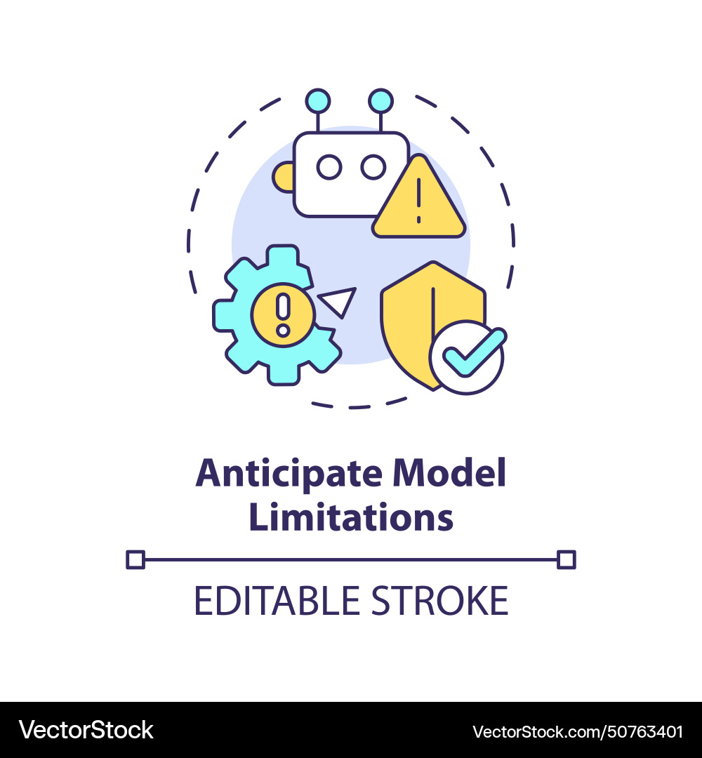Anticipate model limitations multi color concept Vector Image