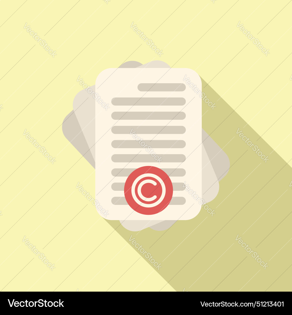 Copyright papers icon flat approved brand Vector Image