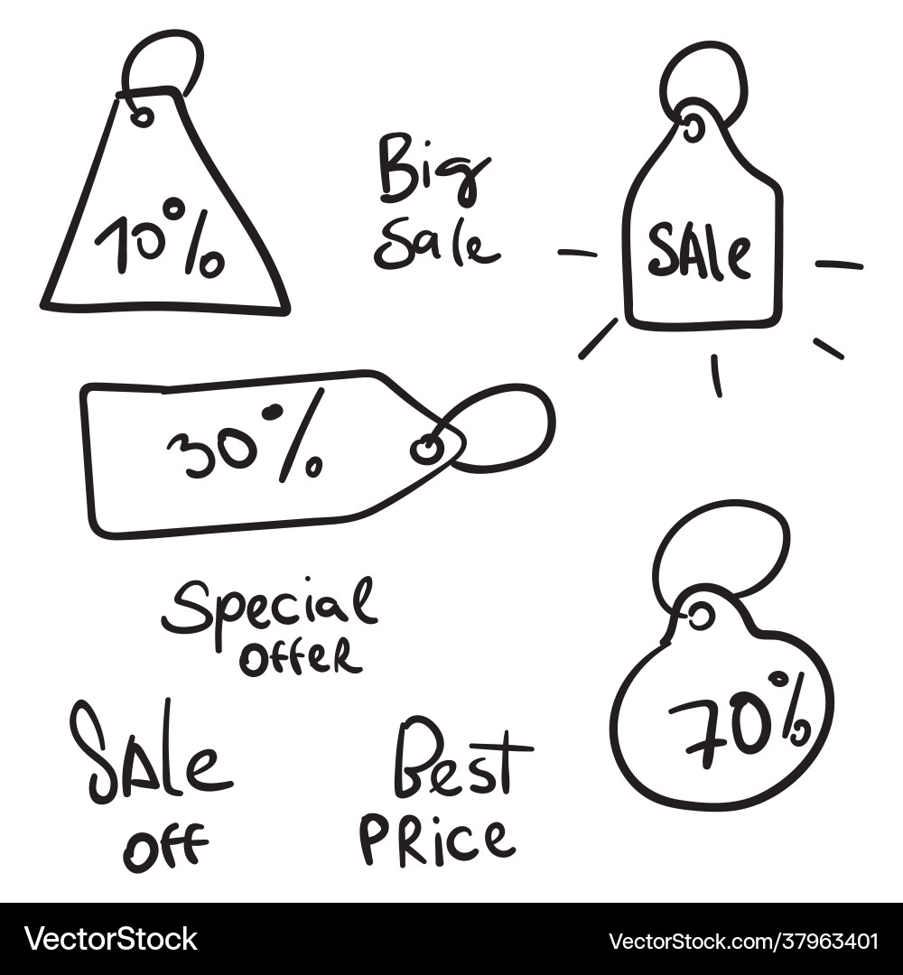 Doodle Sale Tags & Banners Royalty Free Vector Image