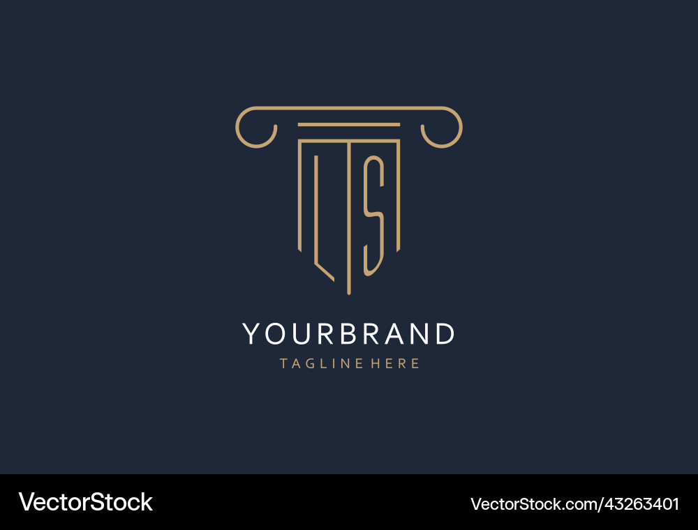 Ls initial with pillar shape logo design creative Vector Image