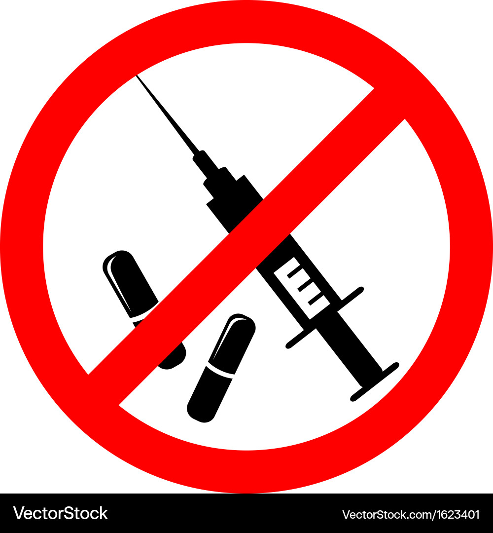 No Drugs Symbol - Warning Royalty Free Vector Image