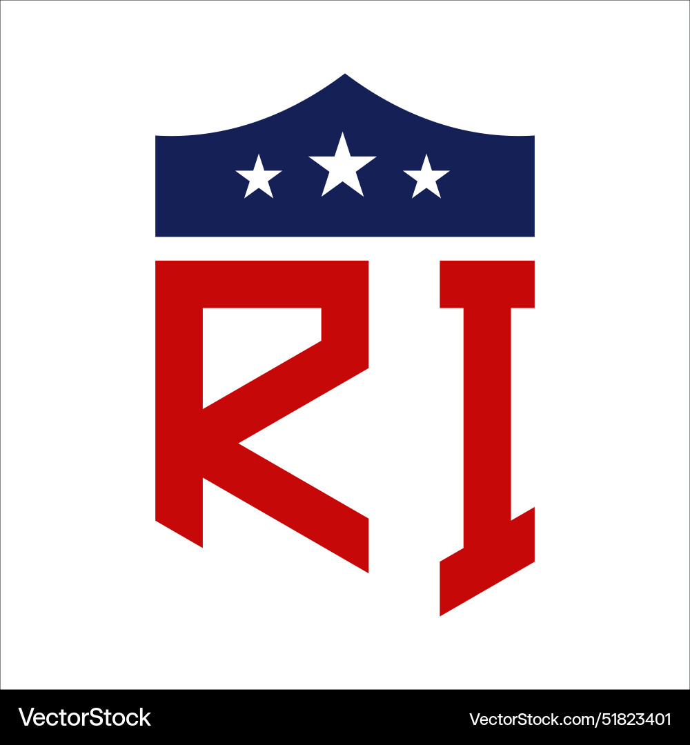 Patriotic ri logo design letter Royalty Free Vector Image