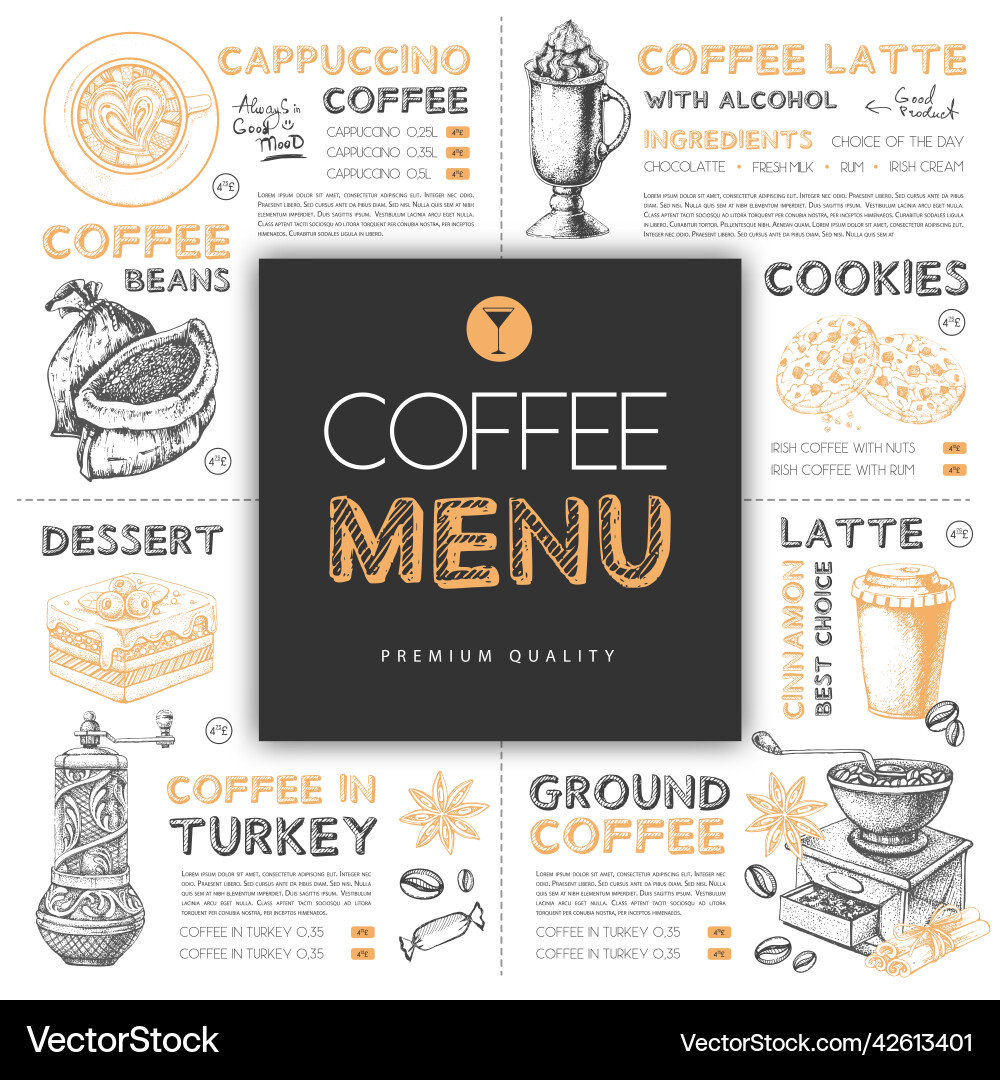 Restaurant coffee menu design Royalty Free Vector Image