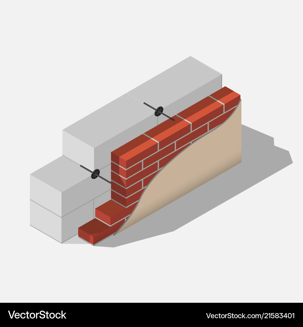 Scheme of a aerated concrete wall Royalty Free Vector Image