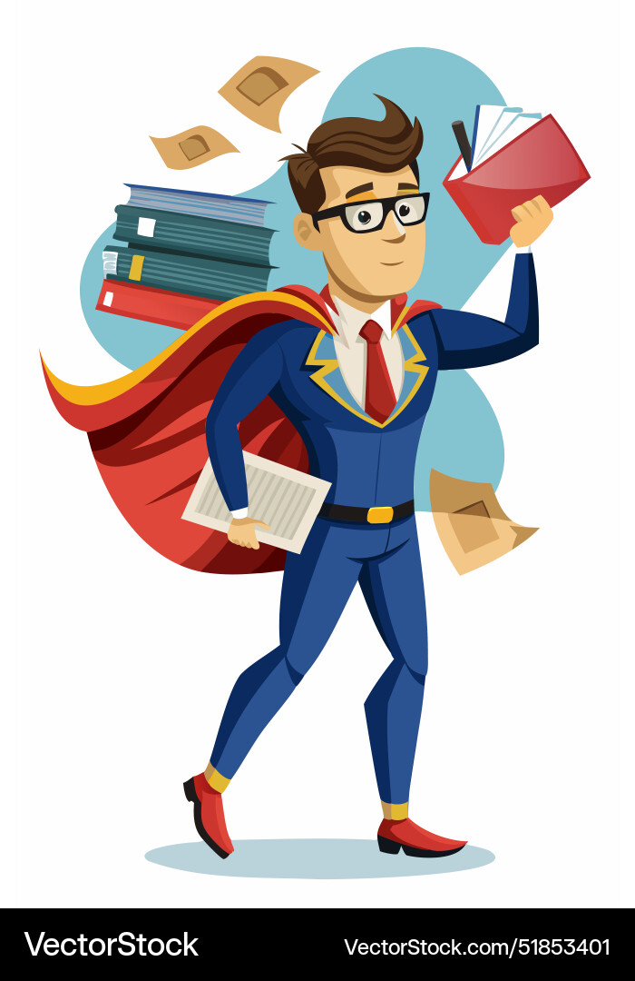 Superhero businessman multitasking master Vector Image