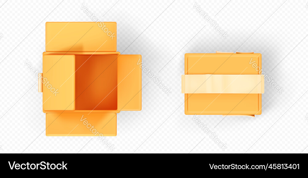 Top view cardboard box on transparent background Vector Image