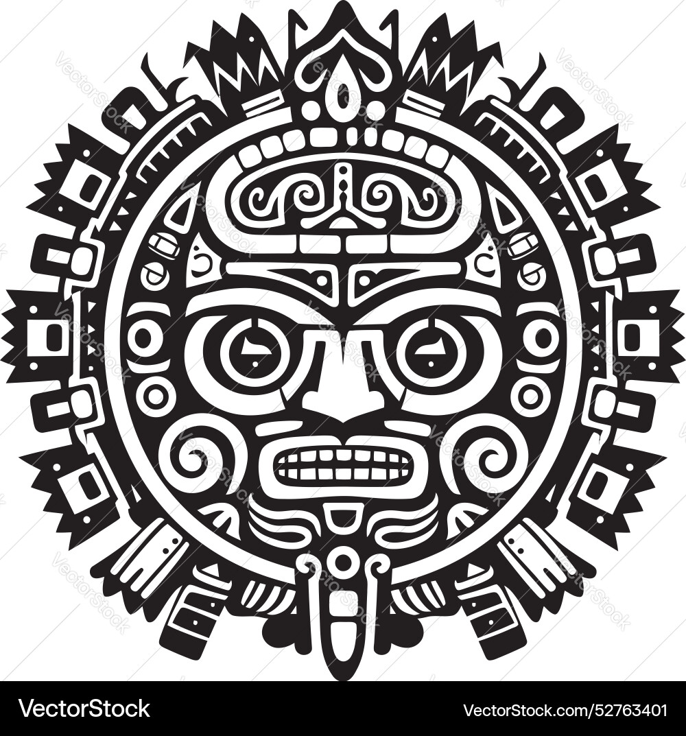 Tributes to aztec civilization antique drawing Vector Image