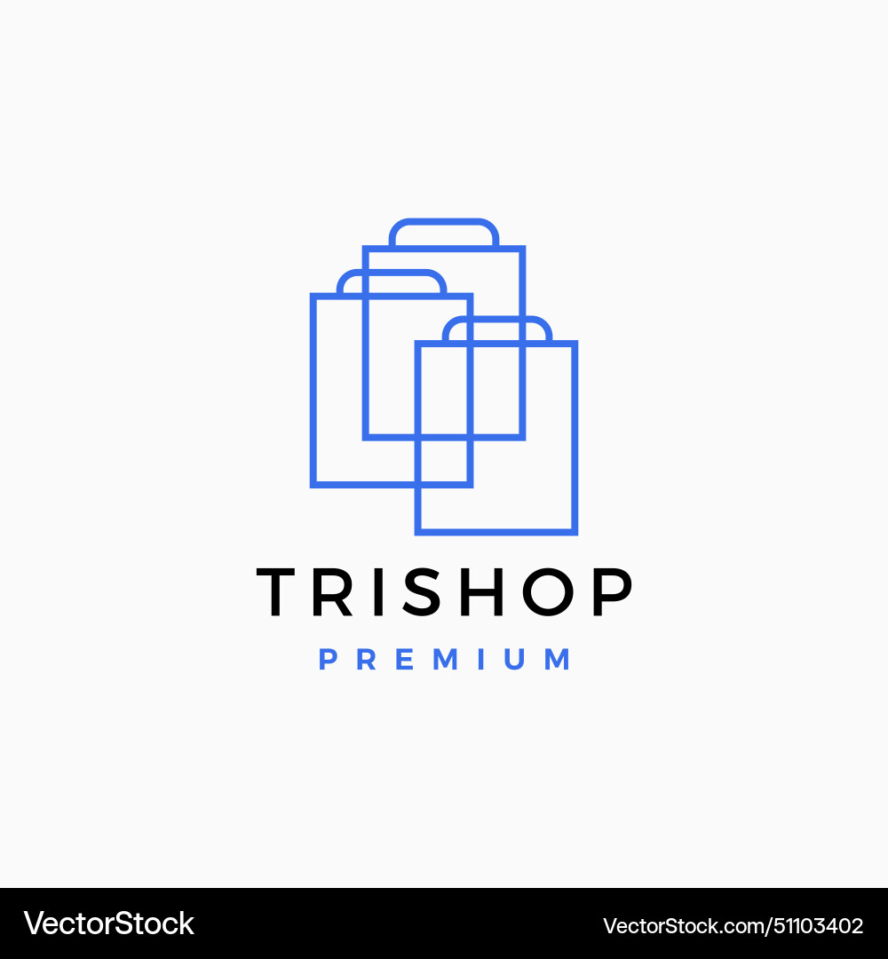 Bag shop shopping three triple chart store logo Vector Image