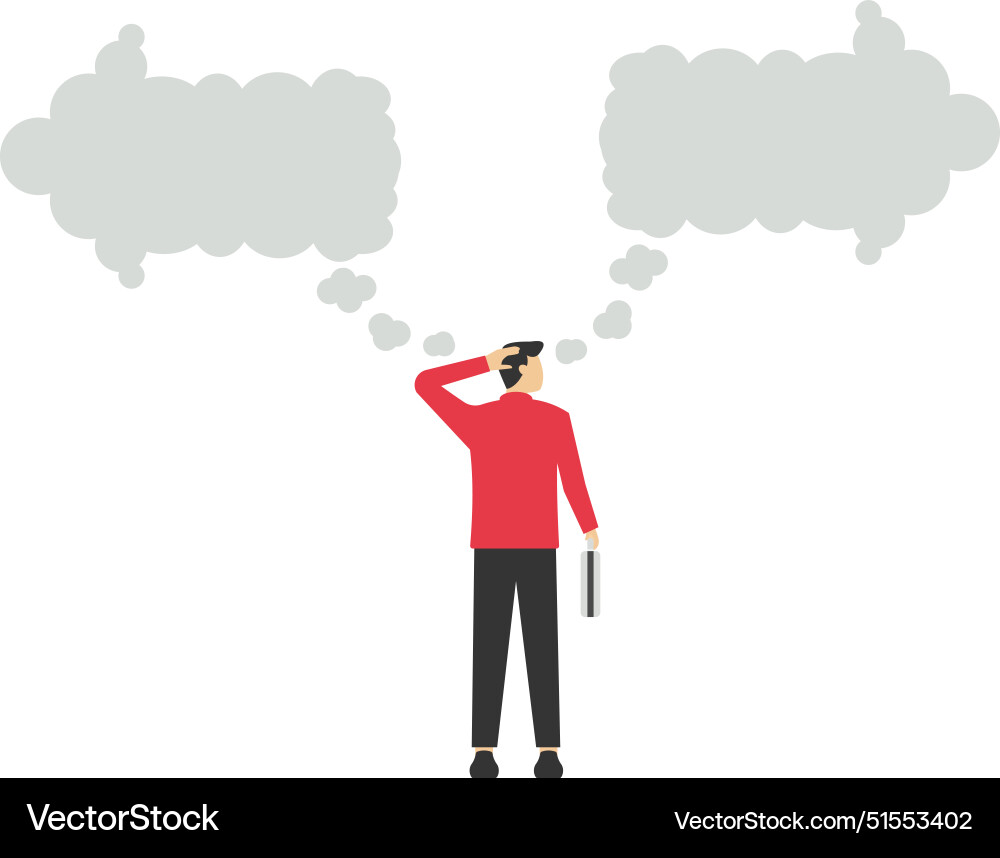 Businessman considering the decision hard choice Vector Image