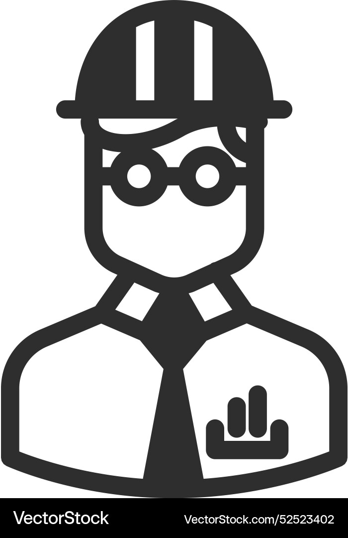 Engineer black icon worker portrait in hard hat Vector Image