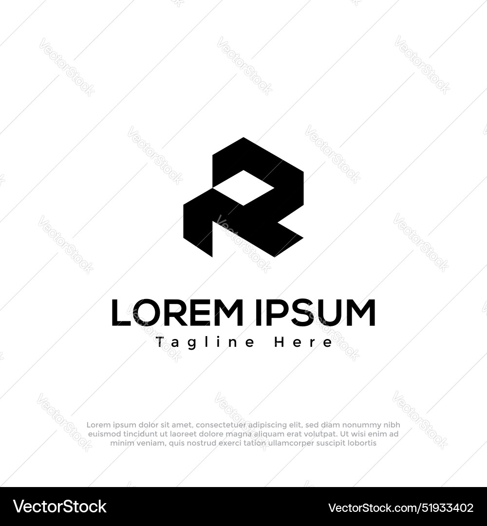 Geometric letter r logo symbol properties Vector Image