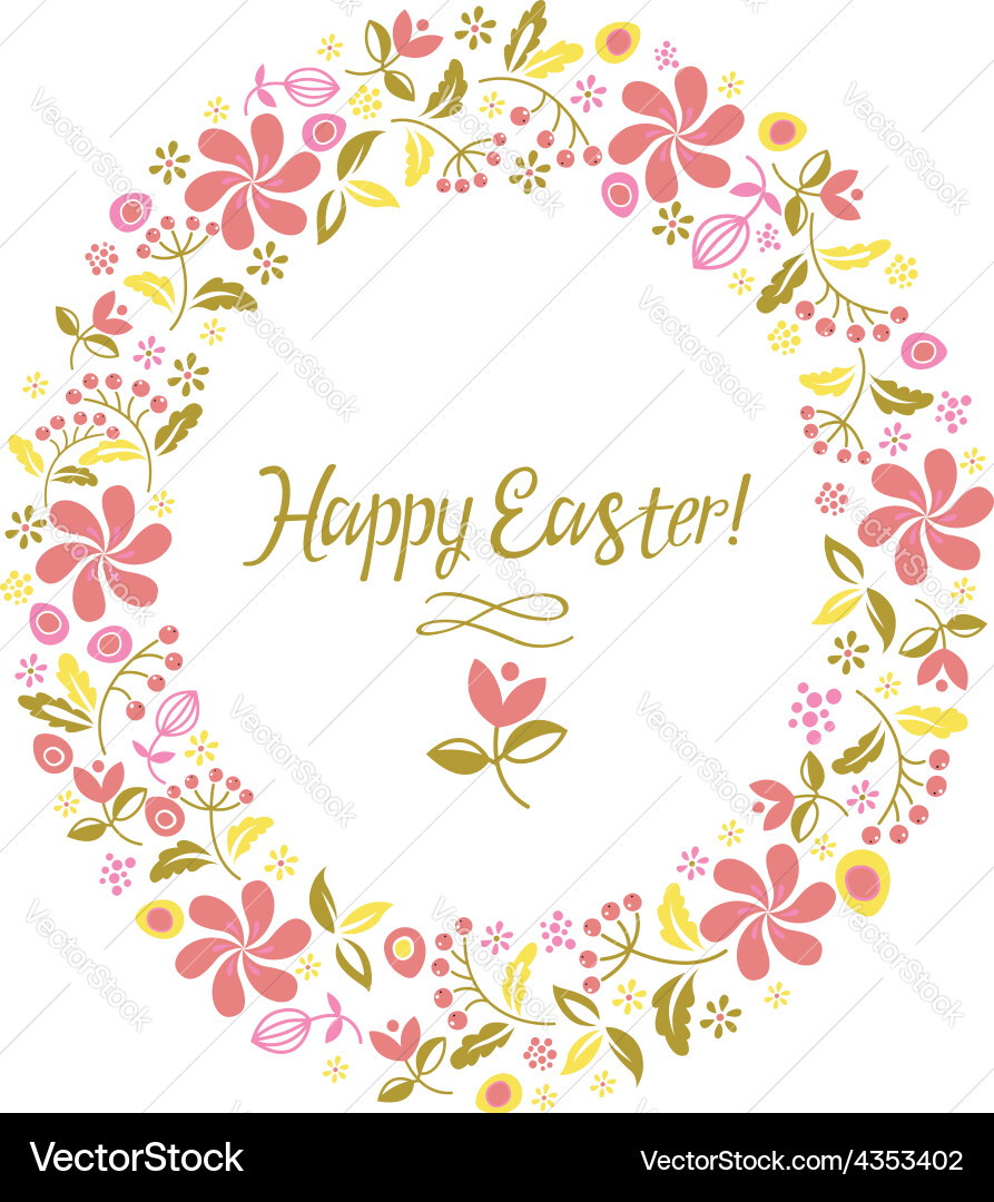 Happy easter card flowers Royalty Free Vector Image