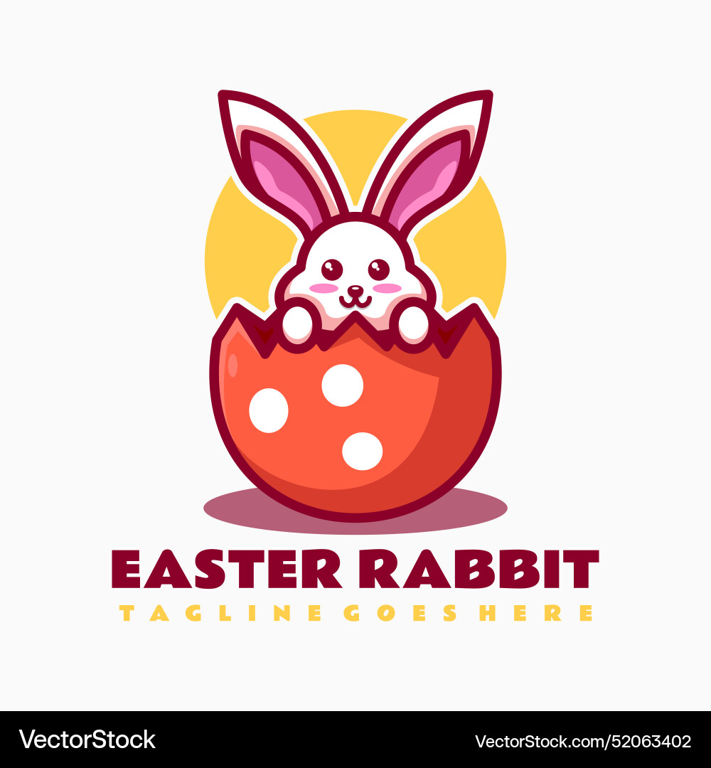 Logo easter rabbit mascot cartoon style Royalty Free Vector