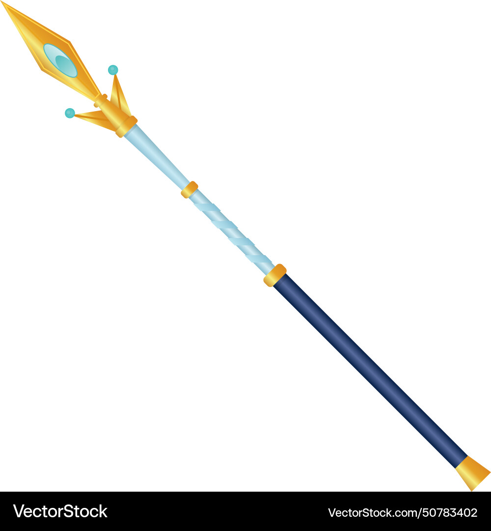 Magic scepter wizard stick fairytale cartoon Vector Image