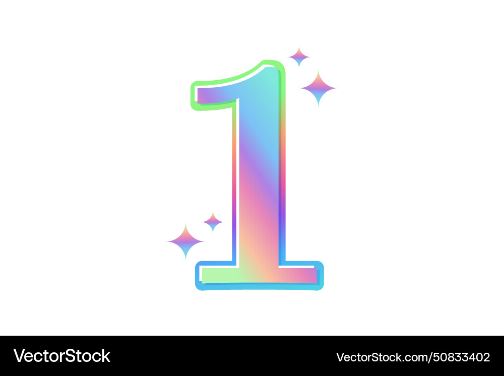 Number one metal hologram sticker design Vector Image