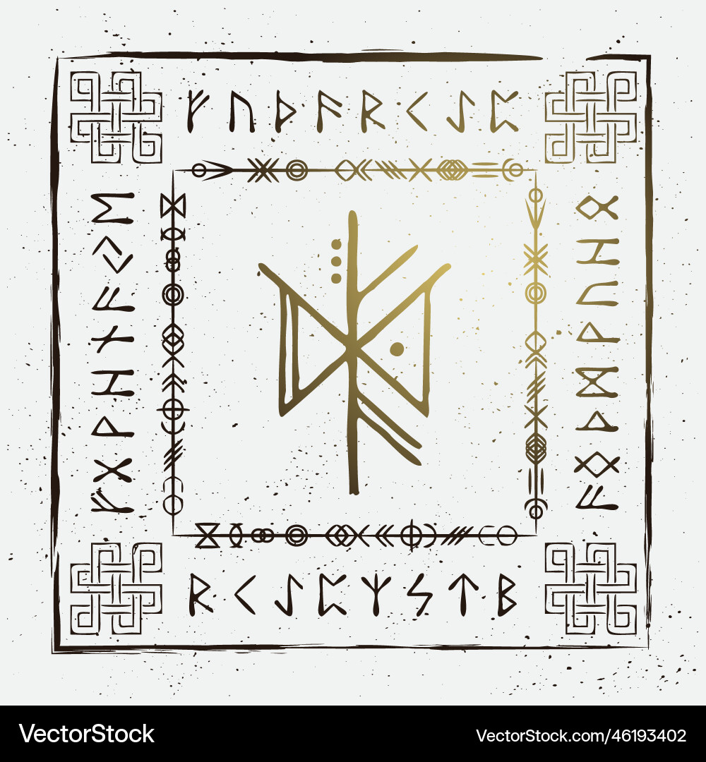 Scandinavian doodle bind rune money Royalty Free Vector