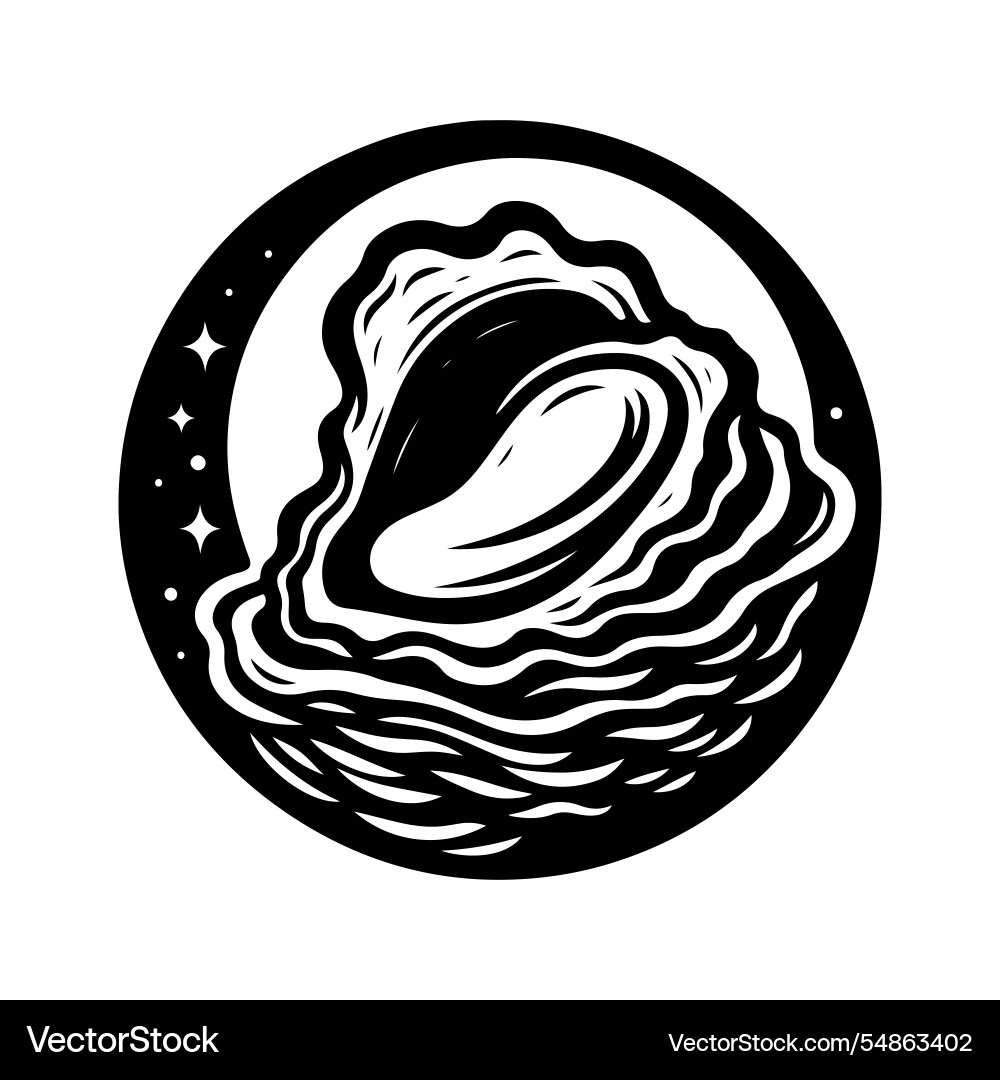 Stylish oyster silhouette for restaurants Vector Image
