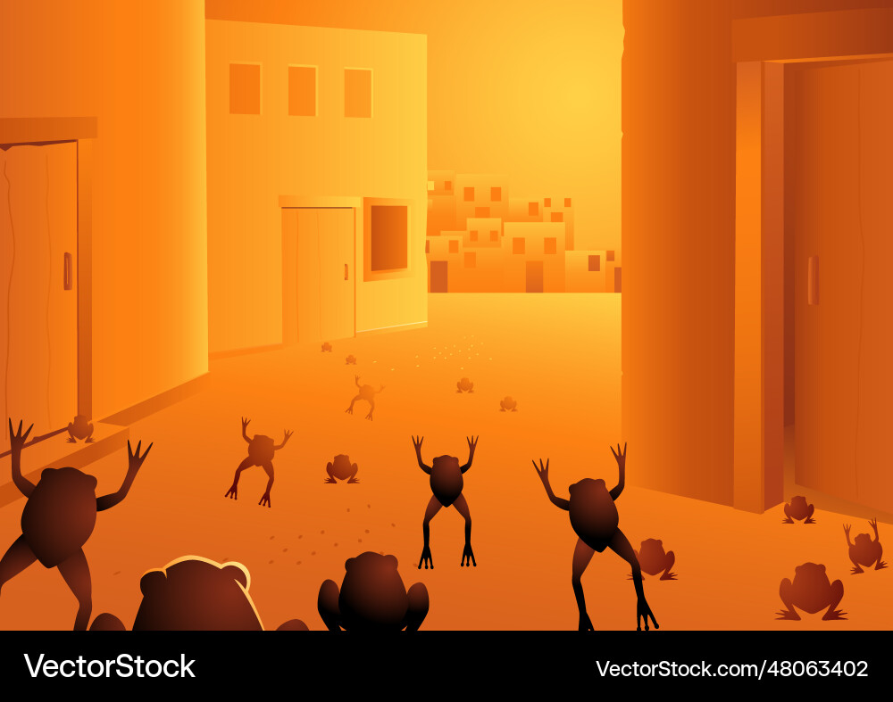 Ten plagues of egypt second plague frogs Vector Image