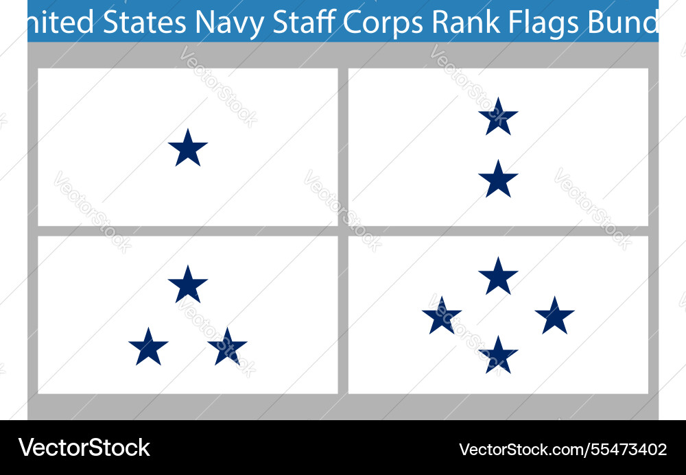 United states navy staff corps rank flags bundle Vector Image
