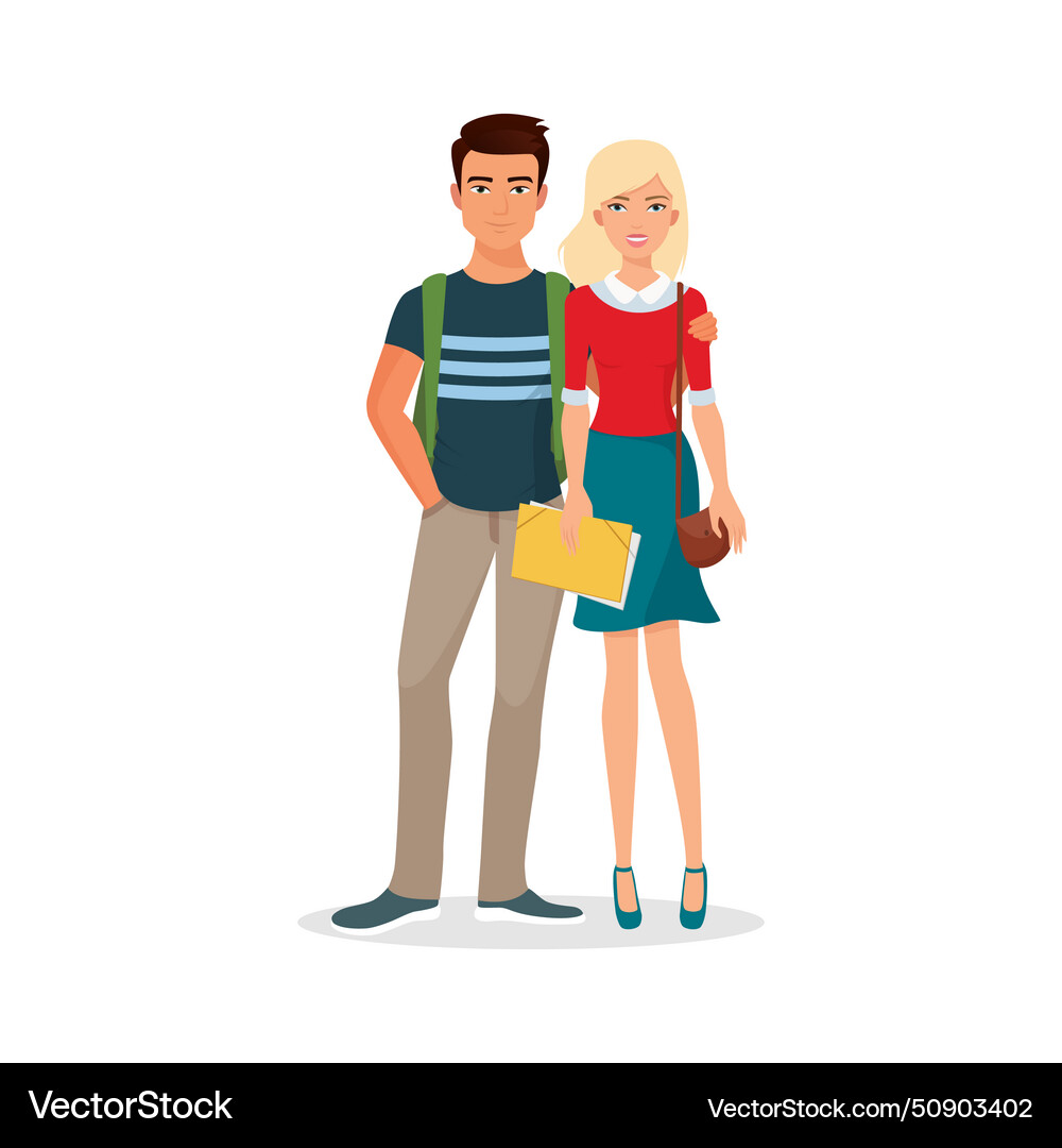 Young couple student Royalty Free Vector Image