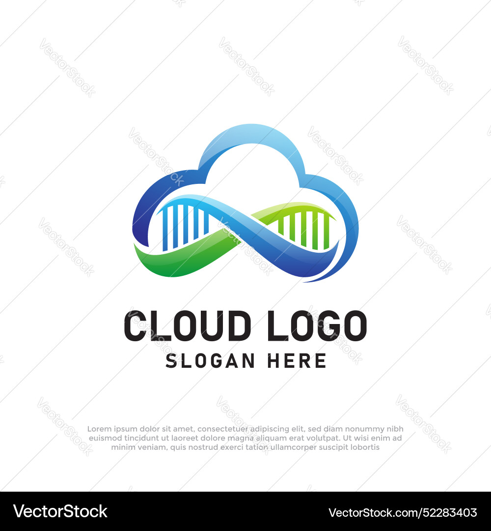 Abstract dna cloud wave logo design template Vector Image